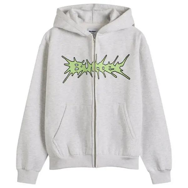BUTTER GOODS Nail Logo Zip Hoodie - Ash