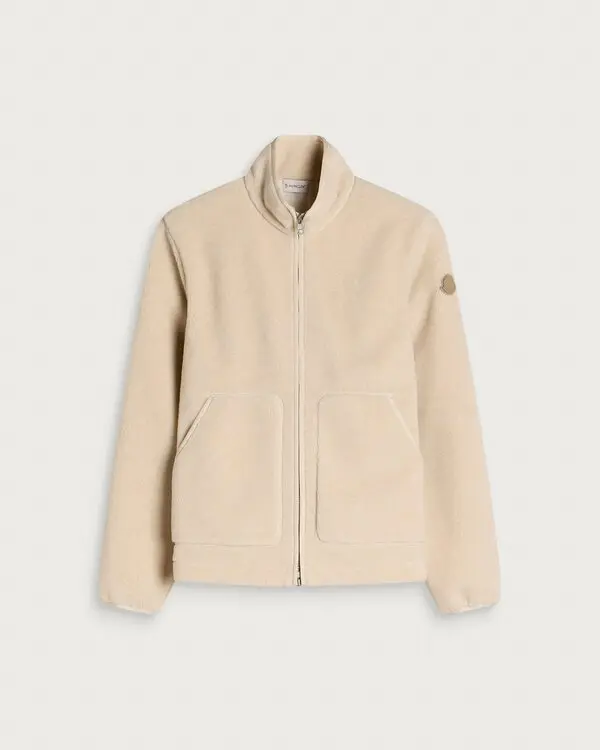 Moncler Zip Up Teddy Fleece Jacket - Beige