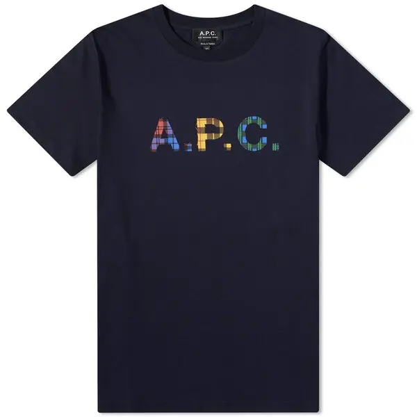 A.p.c. Derek Tartan Logo T-shirt - Dark Navy
