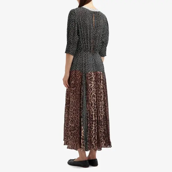 Rixo Mega Leopard Polka Midi Dress