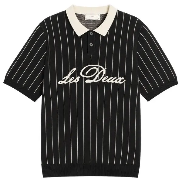LES DEUX Pinstripe Knitted Polo