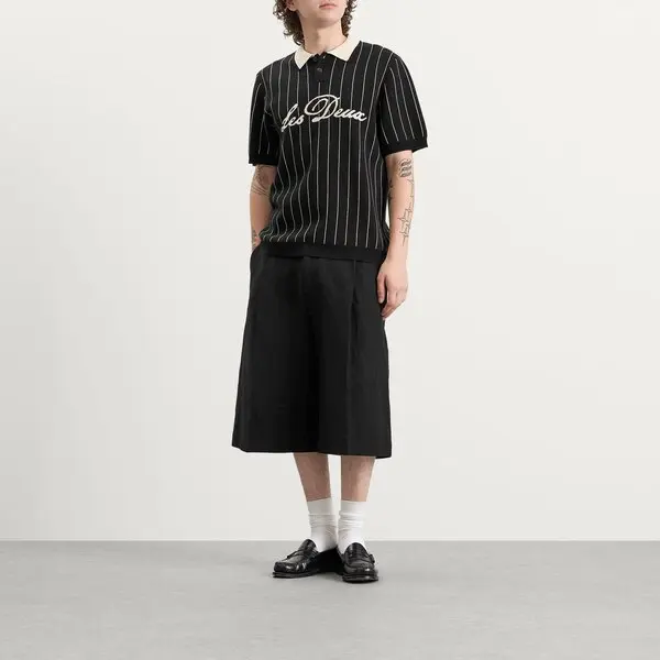 LES DEUX Pinstripe Knitted Polo