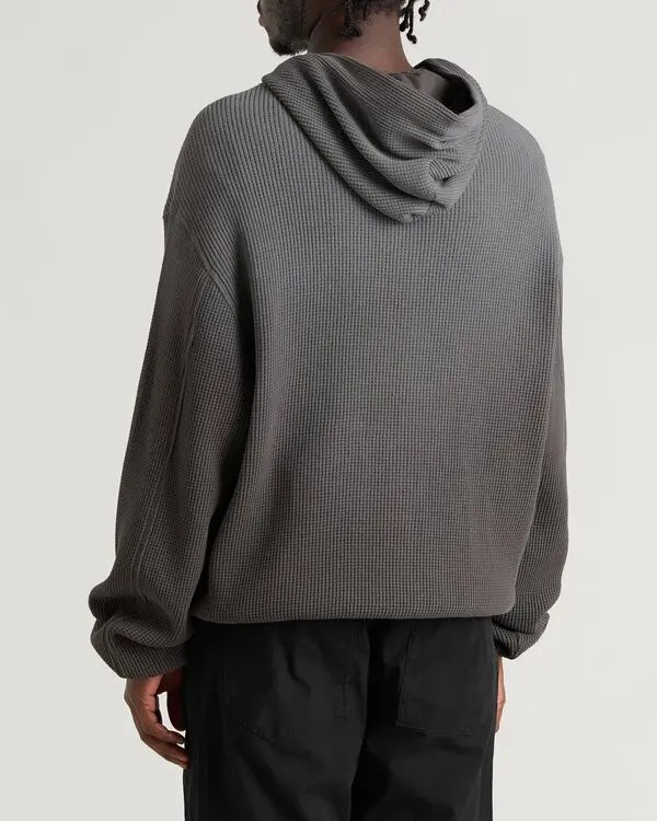 ROA Bee Sun Faded Organic Waffle Zip Hoodie - Graphite