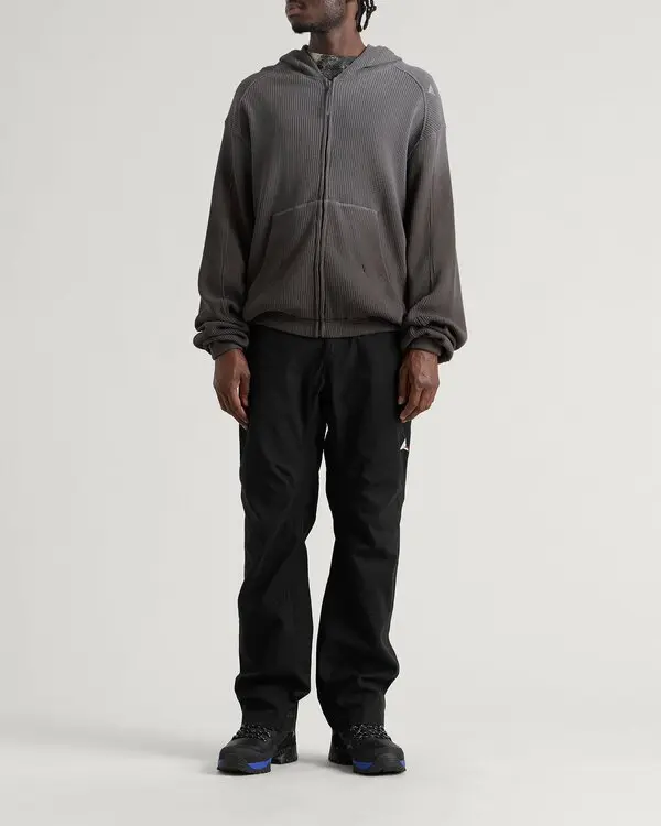 ROA Bee Sun Faded Organic Waffle Zip Hoodie - Graphite