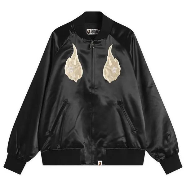 A BATHING APE Skeleton Logo Souvenir Jacket