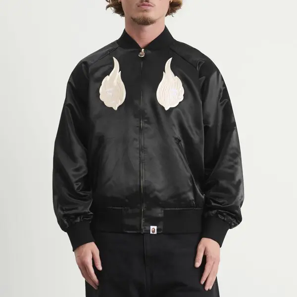 A BATHING APE Skeleton Logo Souvenir Jacket