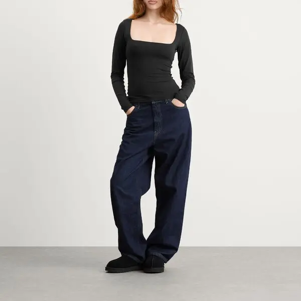 SKIMS Smooth Layers Square Neck Long Sleeve Top - Obsidian