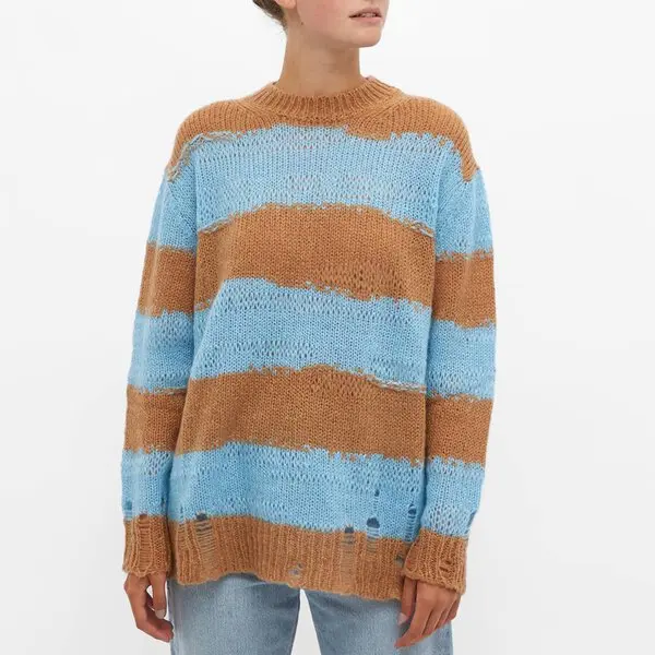 Acne Studios Stripe Crew Knit Sweatshirt
