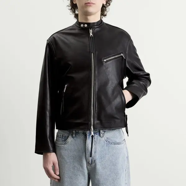 MKI MIYUKI ZOKU Cropped Leather Racer Jacket