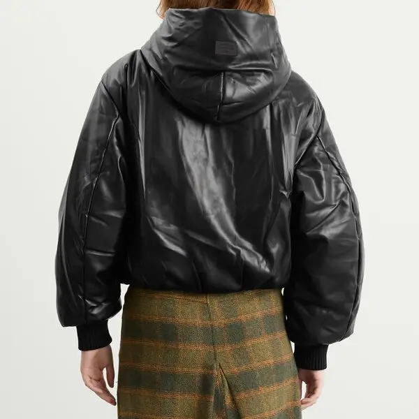 Acne Studios Offy Grainy Faux Leather Hooded Coat Jacket