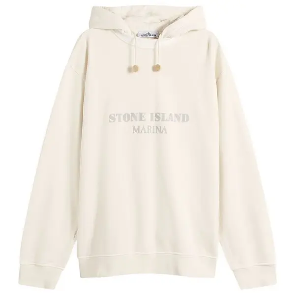 Stone Island Marina Garment Dyed Logo Hoodie