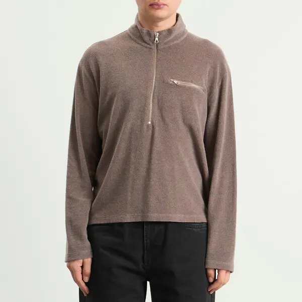 MKI MIYUKI ZOKU Towelling Quarter Zip Sweatshirt