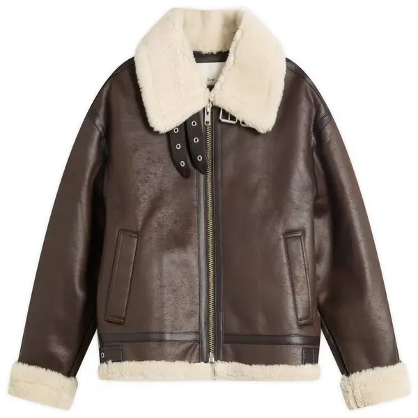 DUNST Oversized Shearling Jacket - Brown