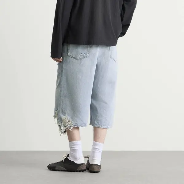 Acne Studios Judda Ripped Denim Shorts