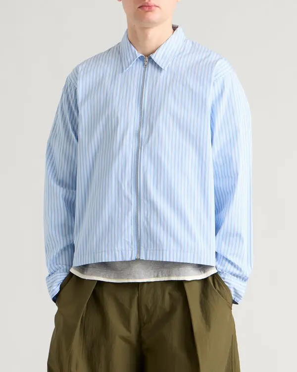 BEAMS Stripe Zip Shirt