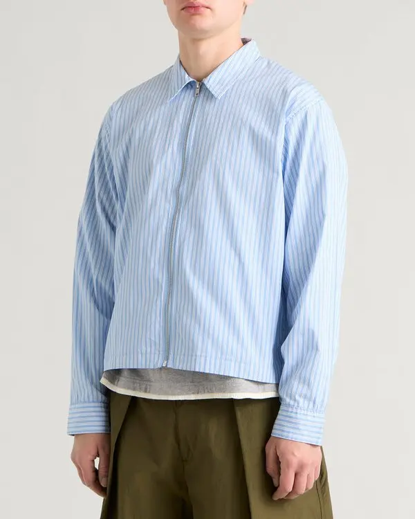 BEAMS Stripe Zip Shirt