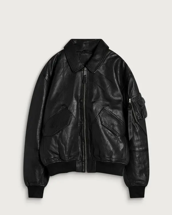 Alpha Industries Cwu-36/p Leather Uv Bomber Jacket