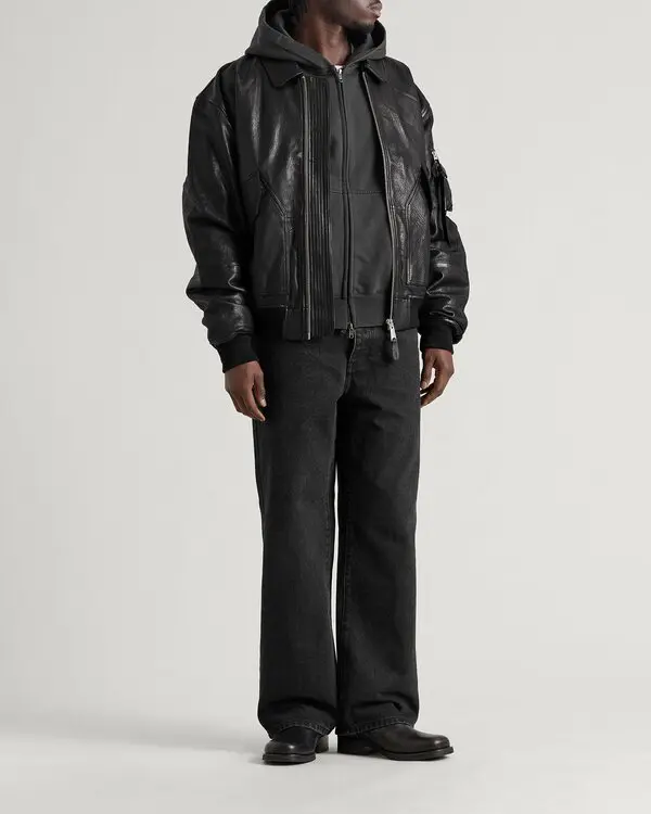 Alpha Industries Cwu-36/p Leather Uv Bomber Jacket