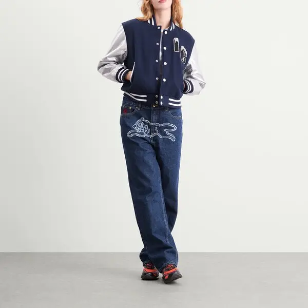 ICECREAM Applique Running Dog Denim Pants