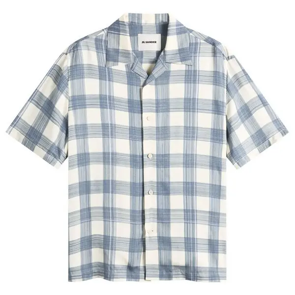 JIL SANDER Boxy Fit Shorts Sleeve Shirt Check Shirt