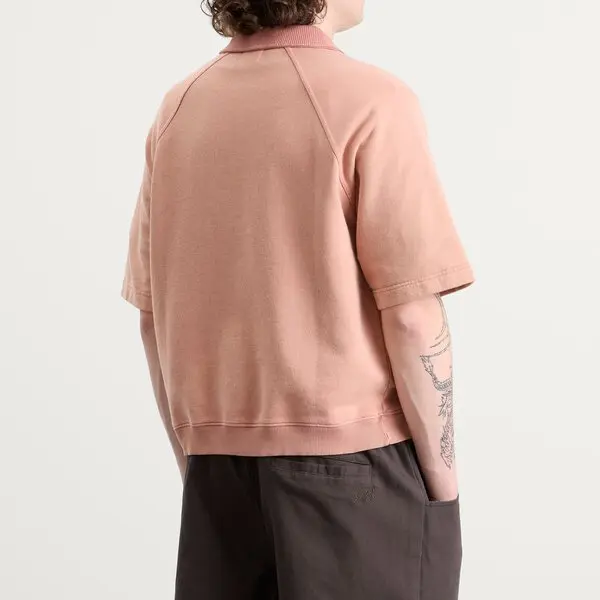 BOUND Snow Wash Jersey Half Zip Polo - Pink