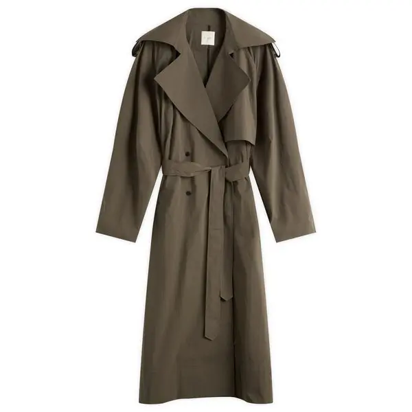 ST. AGNI Relaxed Trench Coat Jacket - Khaki