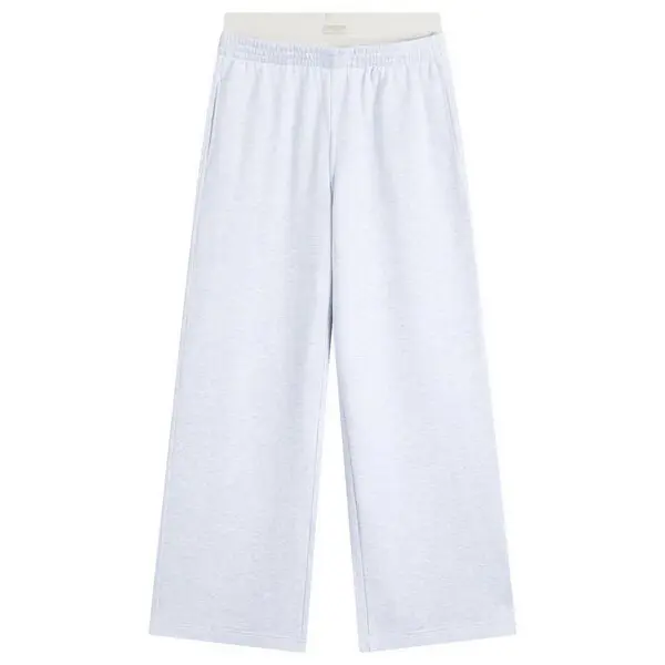 SKIMS Cotton Fleece Exposed Boxer Wide Leg Pants - Light Heather Grey