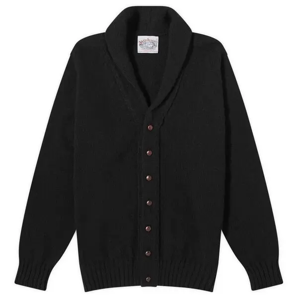 JAMIESON'S OF SHETLAND Elbow Patch Shawl Collar Cardigan