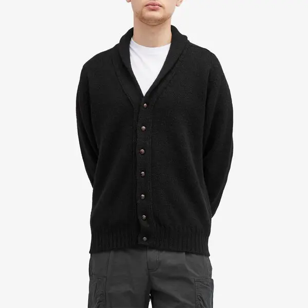 JAMIESON'S OF SHETLAND Elbow Patch Shawl Collar Cardigan