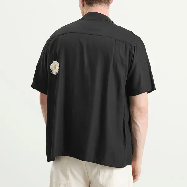 NOMARHYTHM TEXTILE Flower Embroidery Open Collar Shirt