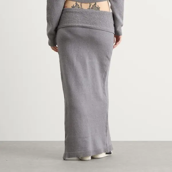 SKIMS Textured Knit High Slit Long Skirt