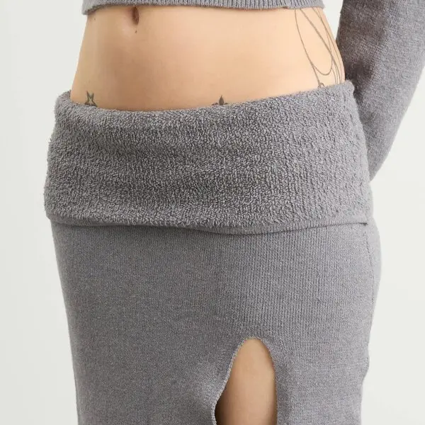 SKIMS Textured Knit High Slit Long Skirt