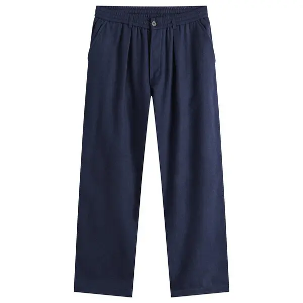 Universal Works Wool Herringbone Pleated Track Pant - Navy