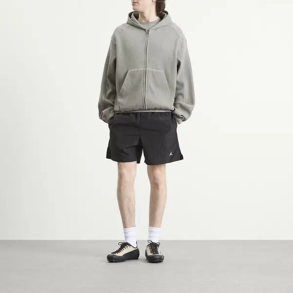 ROA Bee Sun Faded Organic Waffle Zip Up Hoodie - Grey