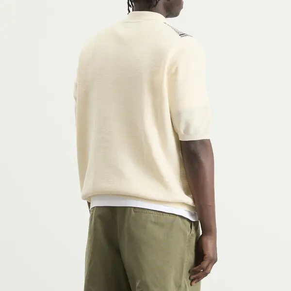 BEAMS Stripe Zip Knit Polo