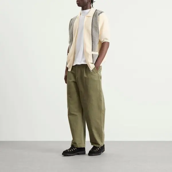 BEAMS Stripe Zip Knit Polo