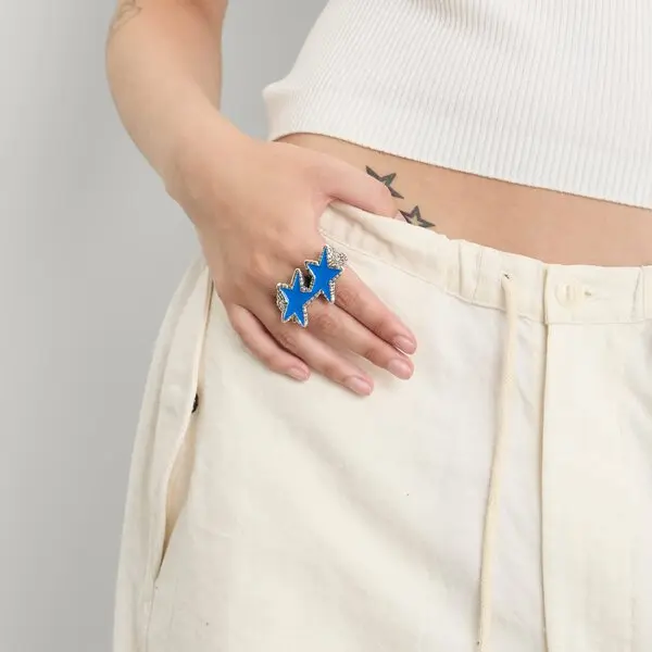 TWOJEYS Blue Melted Stars Knuckle Ring Exclusive