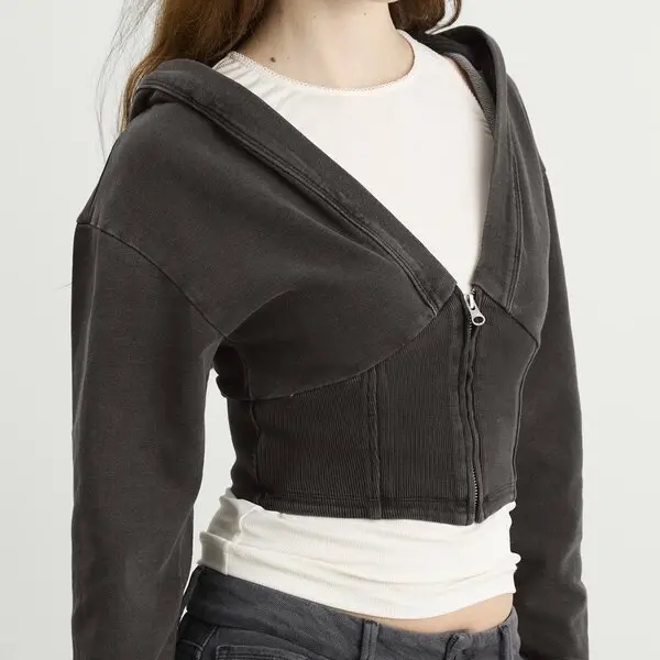 Good American Jeanius Zip Up Hoodie