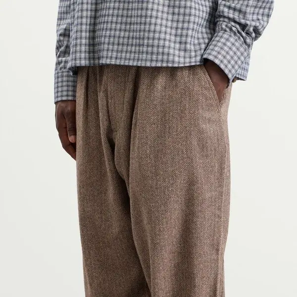 Universal Works Wool Herringbone Pleated Track Pant