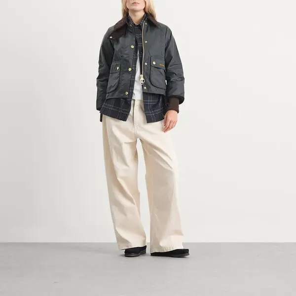 Barbour Cropped Beadnell Wax Jacket - Sage/ancient
