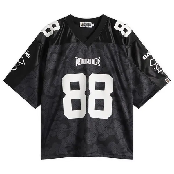 A BATHING APE Solid Camo Multi Logo Football Jersey T-shirt