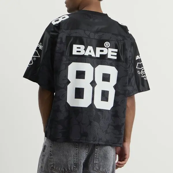 A BATHING APE Solid Camo Multi Logo Football Jersey T-shirt
