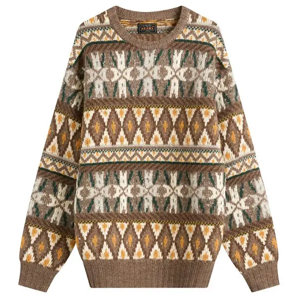 BEAMS Fair Isle Crew Neck Jumper