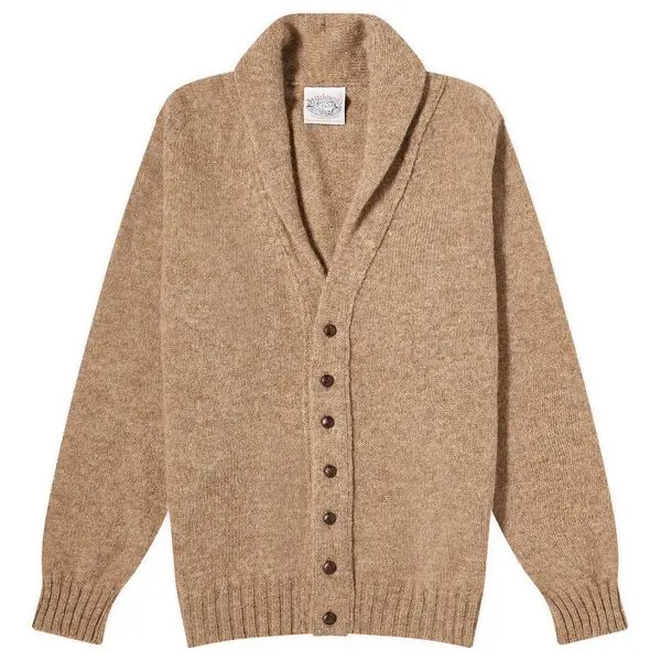 JAMIESON'S OF SHETLAND Elbow Patch Shawl Collar Cardigan