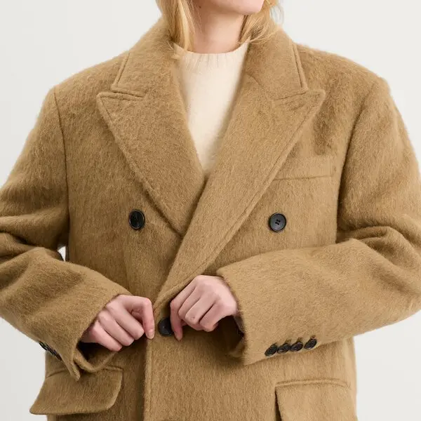 DUNST Tailored Double Beasted Hairy Wool Coat Jacket