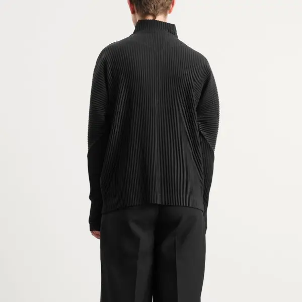Issey Miyake Pleat Half Zip Through Top - Black