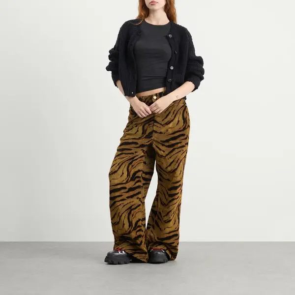 GANNI Printed Flock Denim Baggy Jeans
