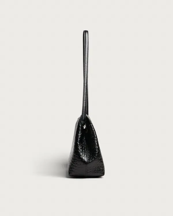 LIFFNER Pushlock Pouch Croc Embossed Shoulder Bag