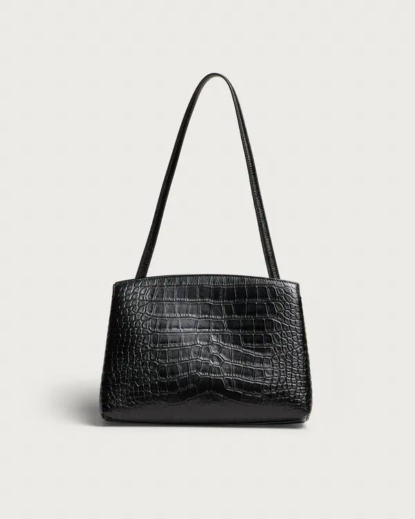LIFFNER Pushlock Pouch Croc Embossed Shoulder Bag