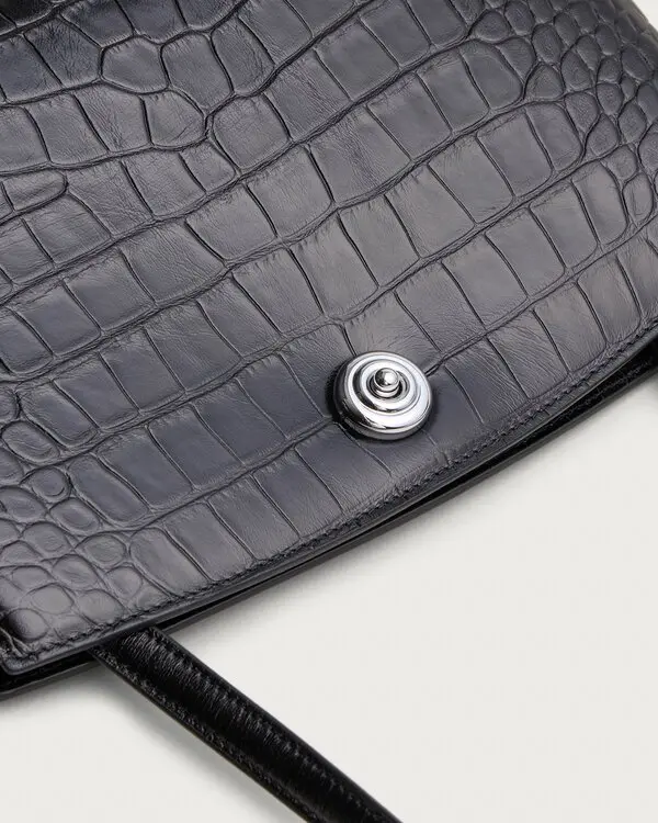LIFFNER Pushlock Pouch Croc Embossed Shoulder Bag